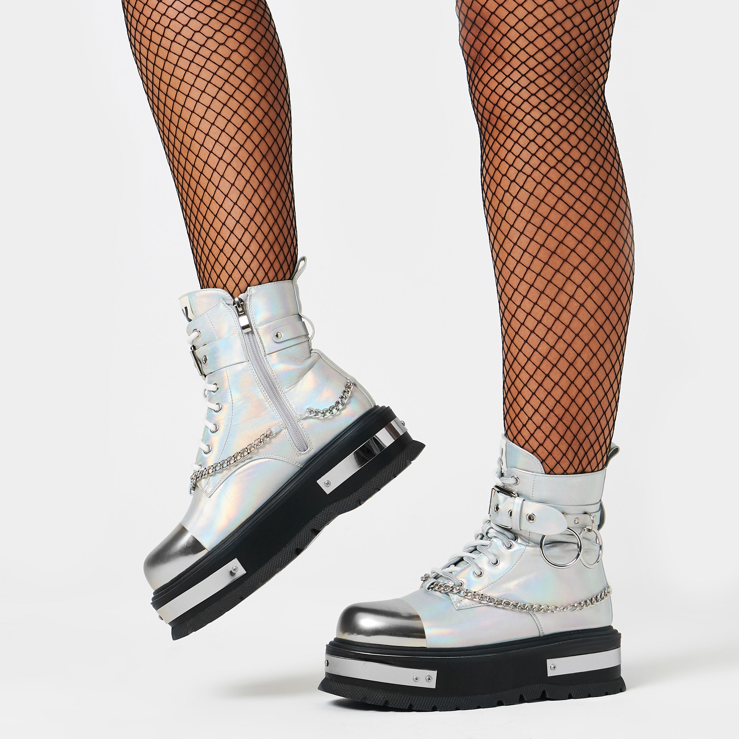 Borin Hardware Platform Boots - Silver Hologram – KOI footwear