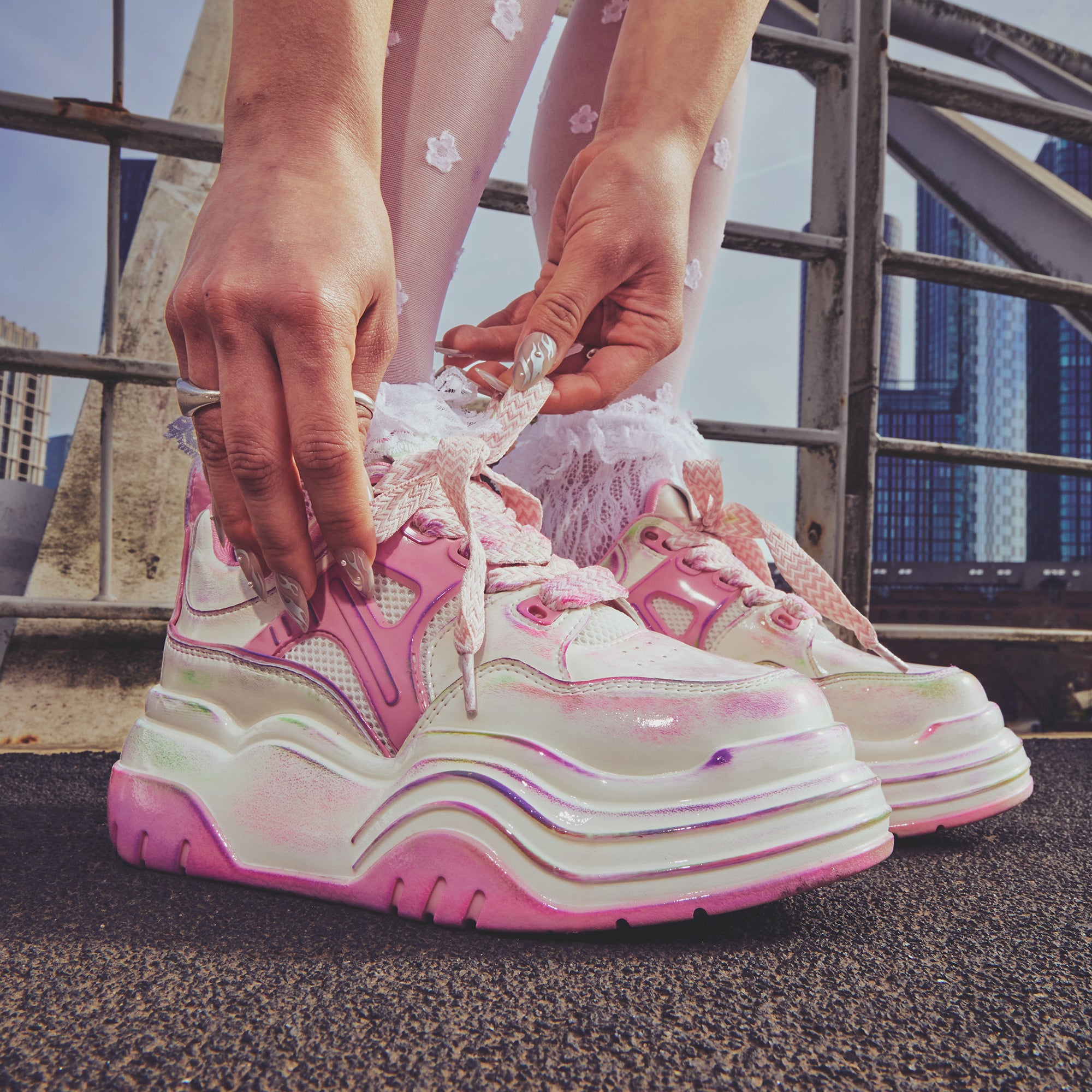 Kaleidoscopic Platform Trainers - Rainbow – KOI footwear