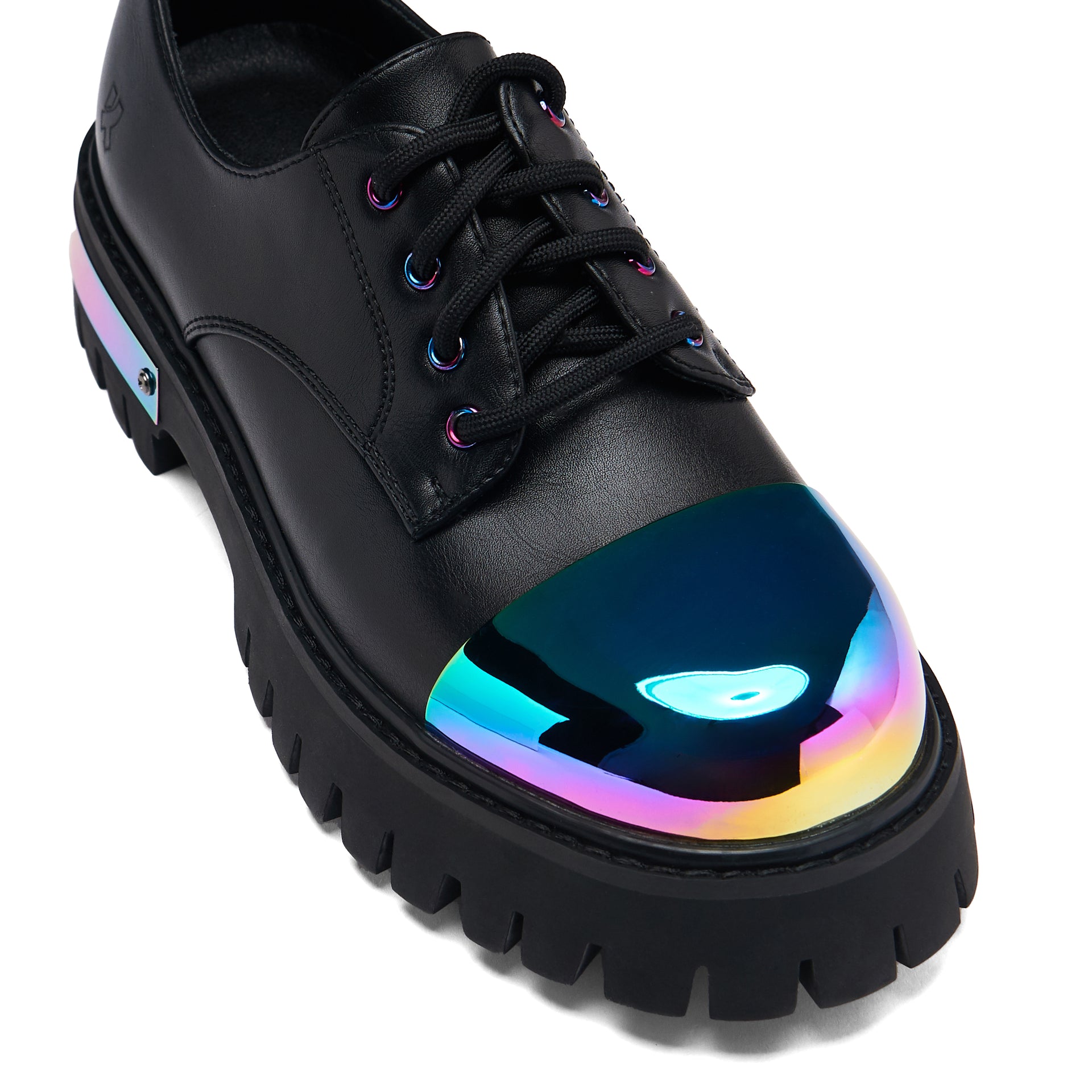 Shelob Rainbow Metal Toe Cap Lace Up Shoes - Black – KOI footwear